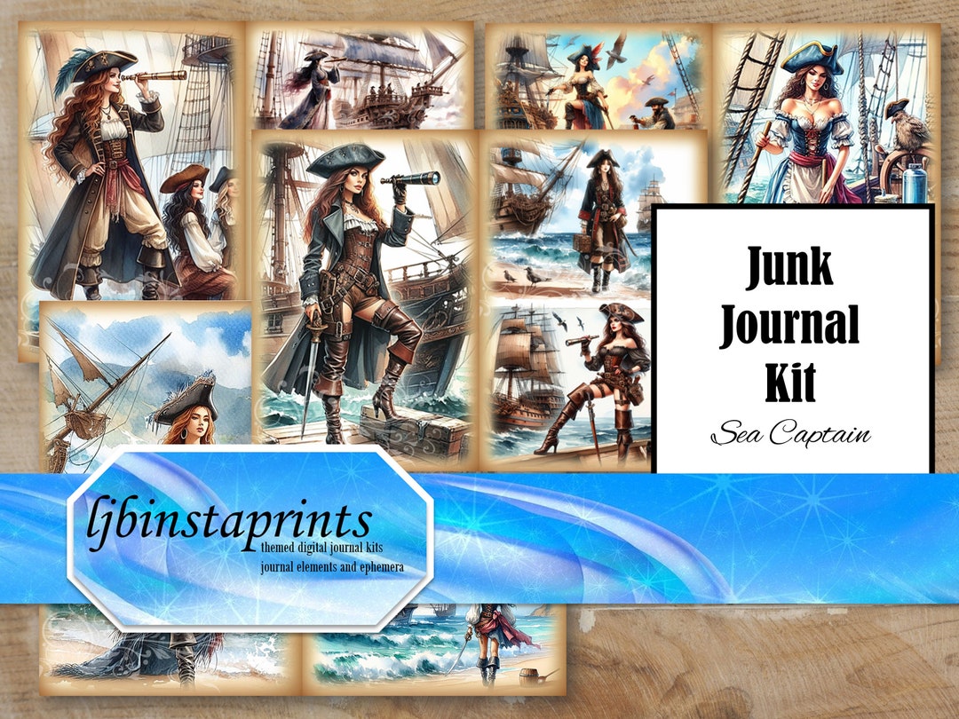 Sea Captain Journal Kit, Pirate Journal Kit, Nautical Journal Kit ...