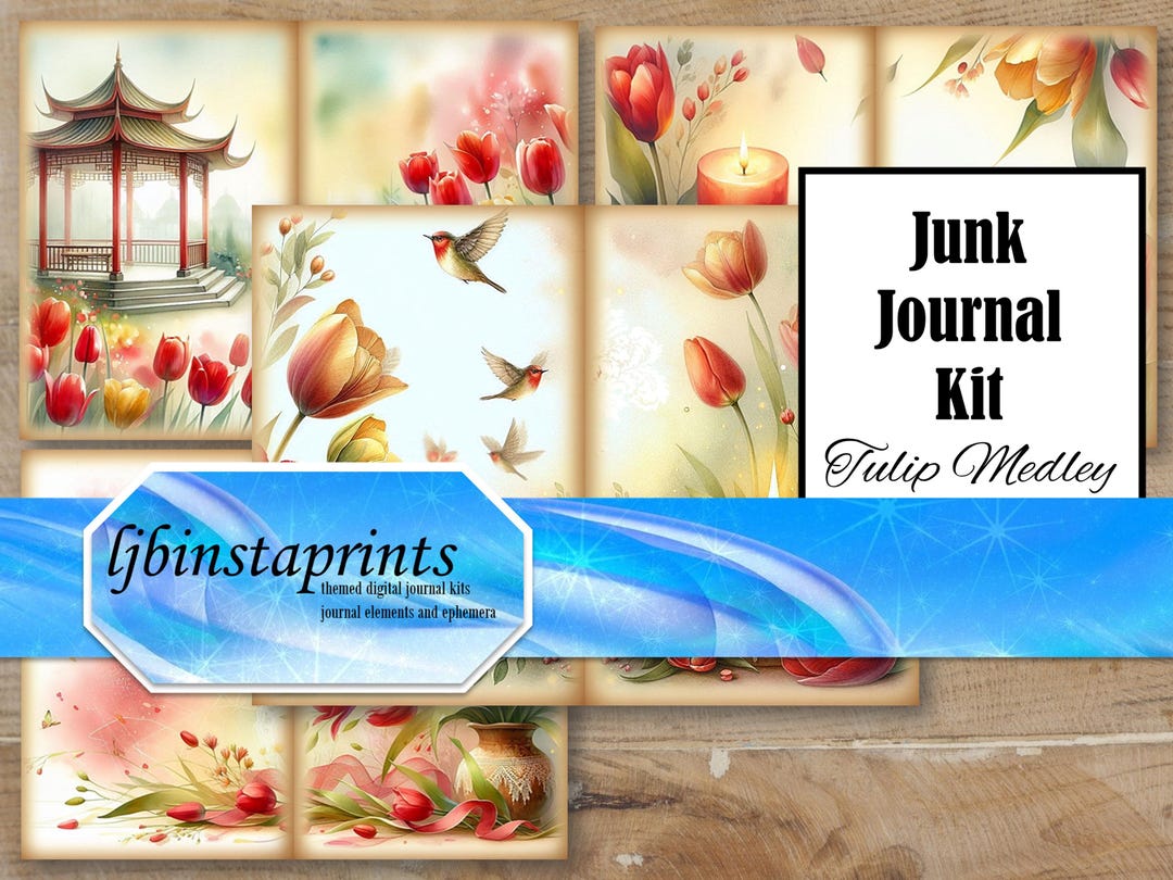 Tulip Medley Journal Kit, Tulip Journal Kit, Floral Journal Kit, Junk ...