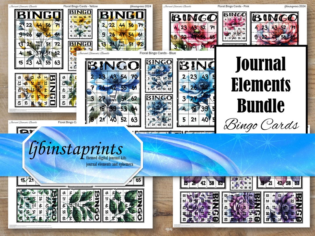 Bingo Card Bundle, Printable Bingo Cards, Digital Bingo Cards, Journal ...