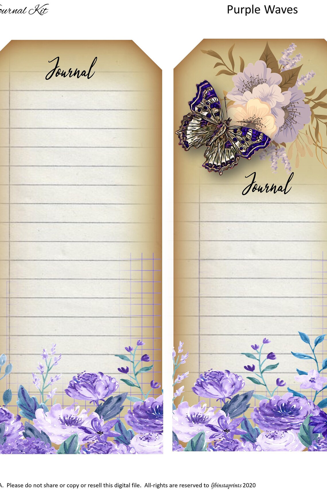 Purple Floral Journal Kit Floral Journal Kit Botanical | Etsy