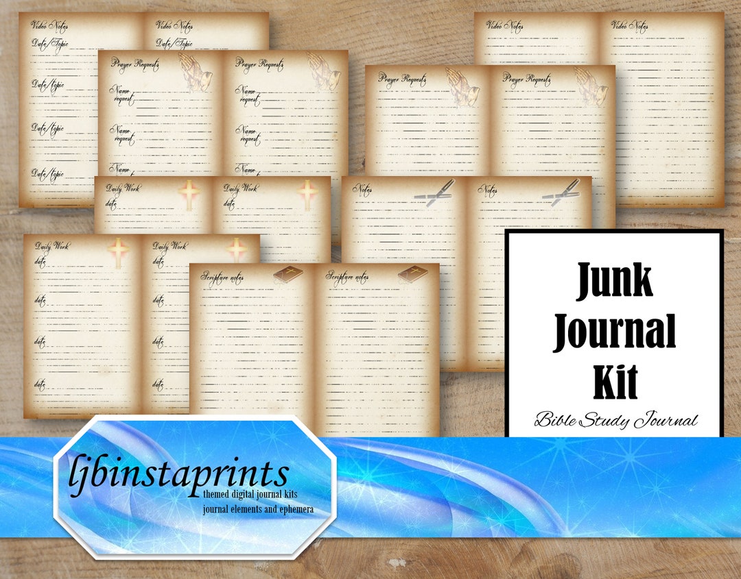 Bible Study Junk Journal Kit, Digital Journal Kit, Prayer Journal Kit ...