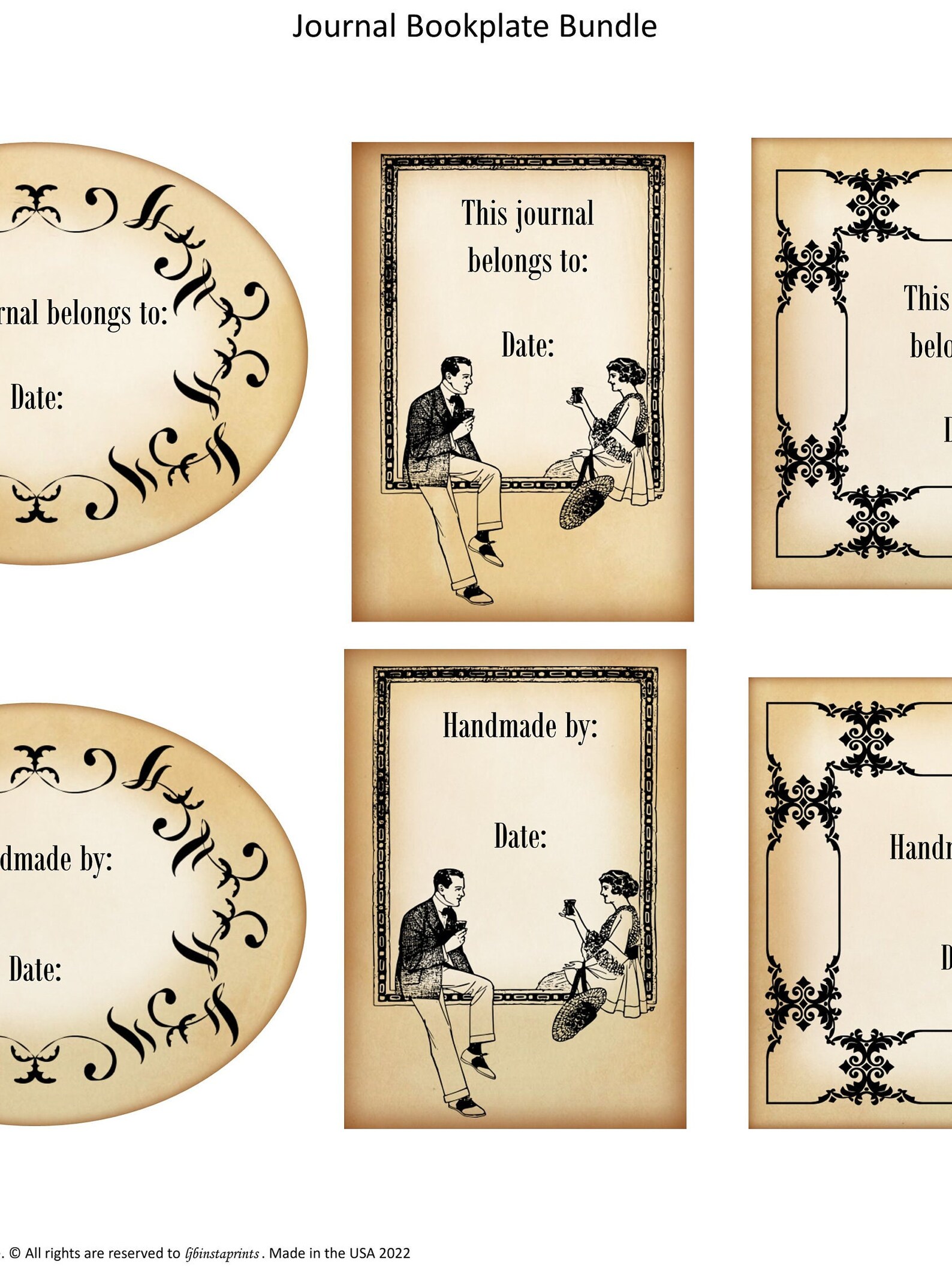 Journal Bookplate Bundle, Journal Page Elements, Bookplate Journal ...