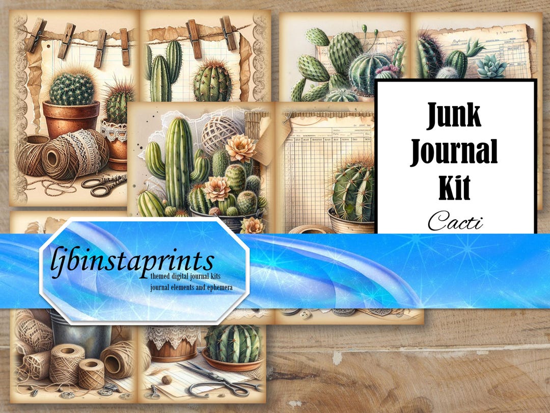 Cacti Journal Kit, Cactus Journal Starter Kit, Succulents Journal Kit ...