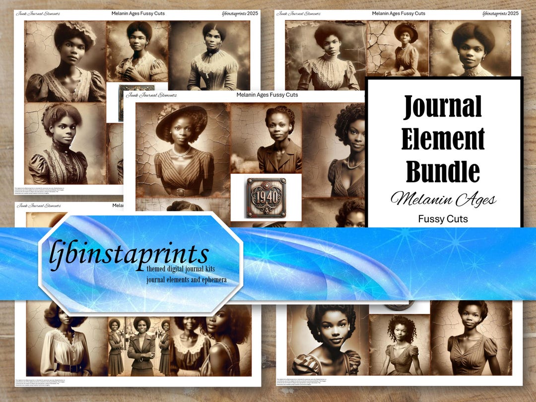 Black Girl Journal Elements: Melanin Ages Fussy Cuts (PDF & JPG ...