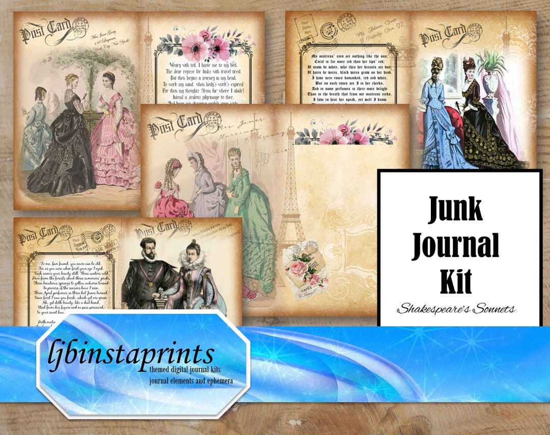 Shakespeare Sonnets Journal Kit, Vintage Sonnets Journal Kit ...