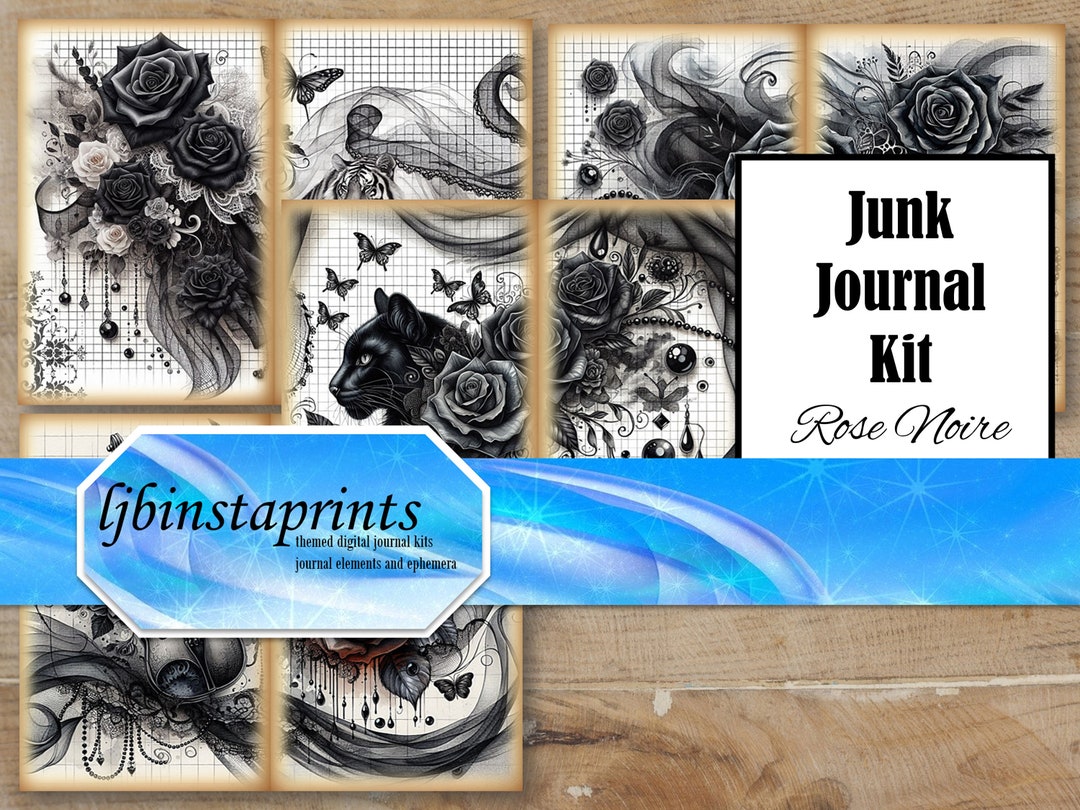 Rose Noire Journal Kit, Black Rose Journal Kit, Rose Journal Kit, Black ...