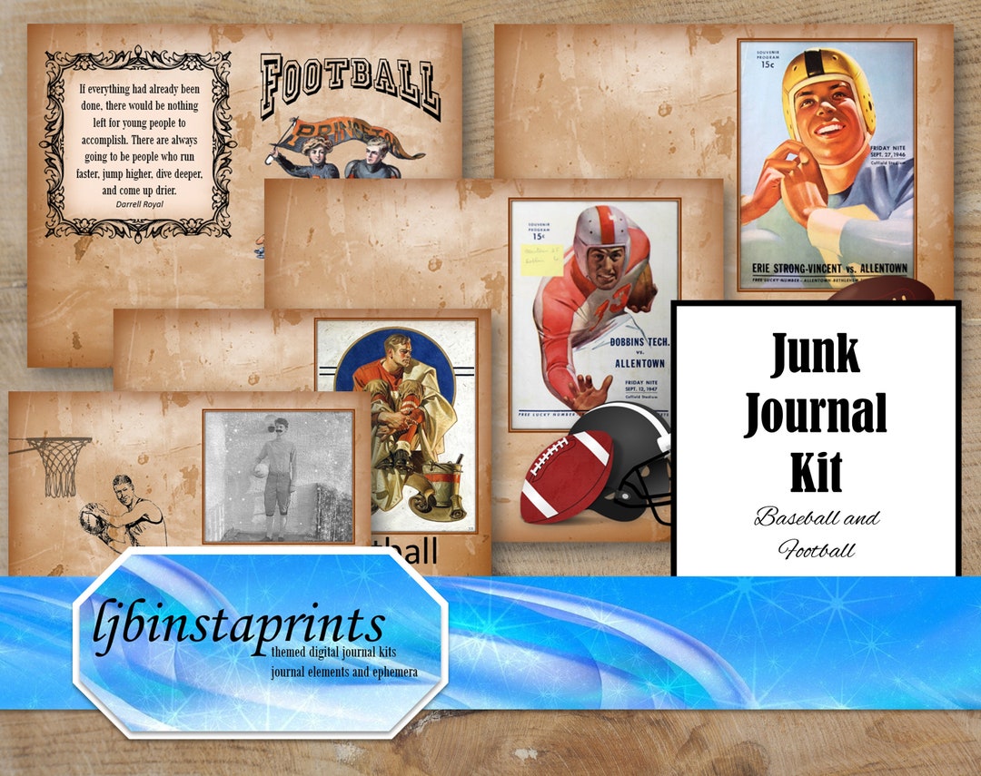 Vintage Basketball and Football Journal Kit, Junk Journal Kit, Sports ...