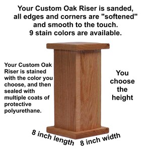 Oak Pedestal Riser, 8 Inch Length, 8 Inch Width, You Choose the Height ...