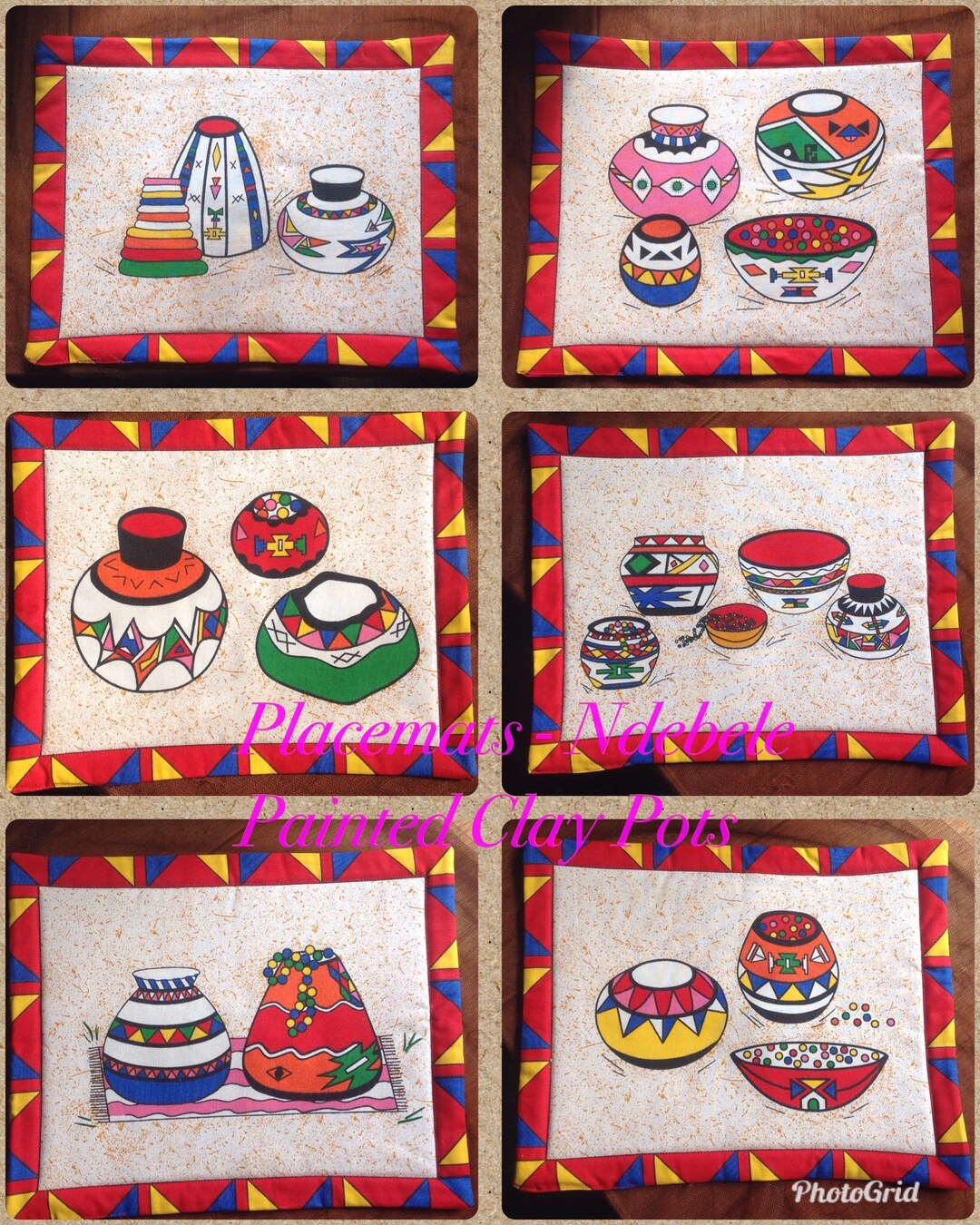 Ndebele Brightly Painted Clay Pot Placemats - Etsy