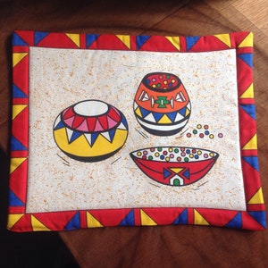 Ndebele Brightly Painted Clay Pot Placemats - Etsy