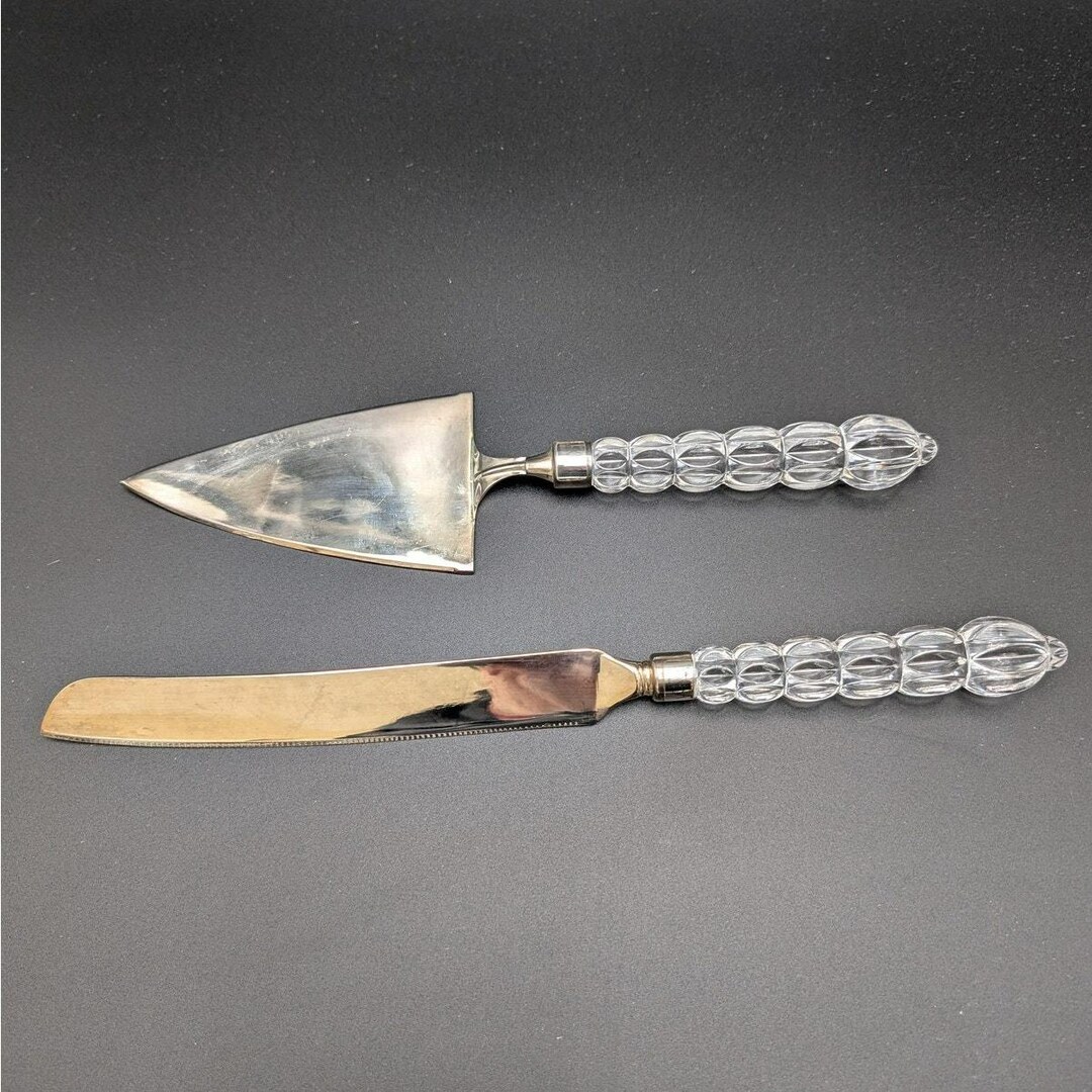 MIKASA Cake Knife & Server Set Rousseau Clear Handles Wedding Boxed ...