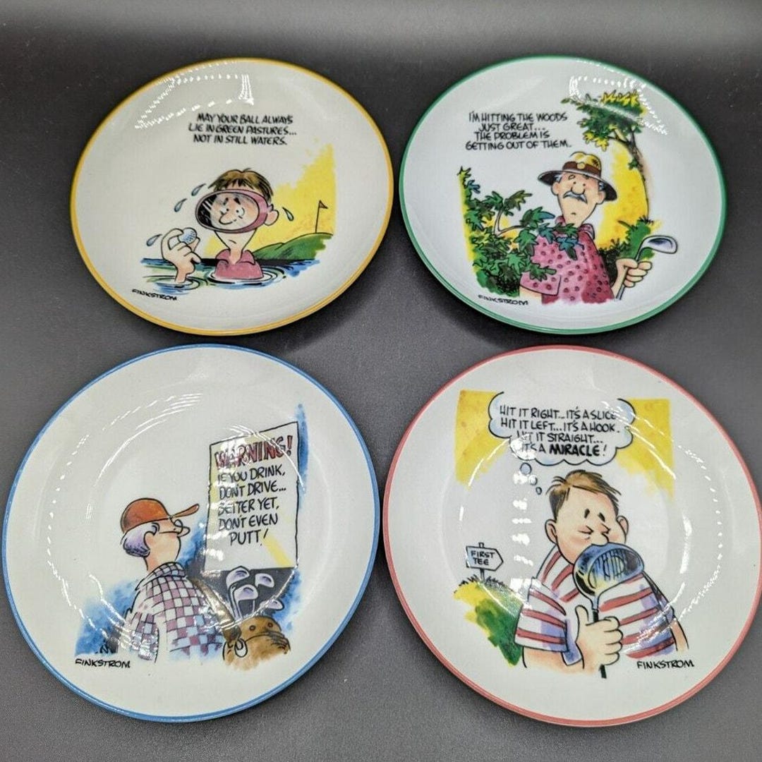 Vintage Finkstrom Ceramic Golfer Plates Centrum Collector Plates Set of ...