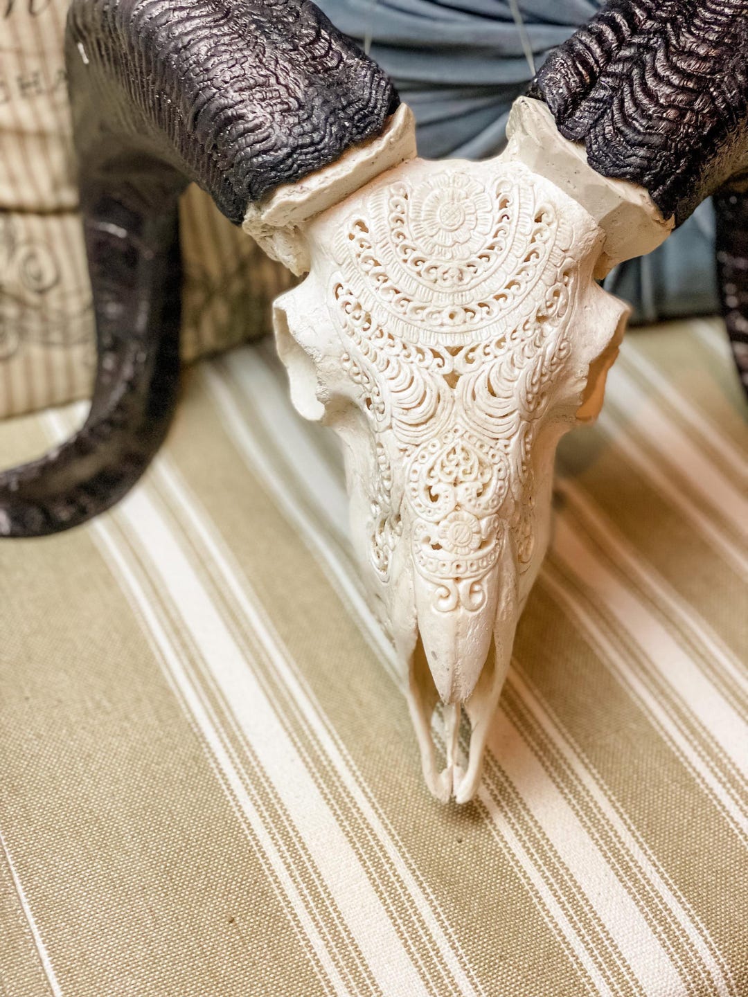 Hand Carved Ram Skull, Animal Bones, Animal Art, Ram Carving, Man Cave ...
