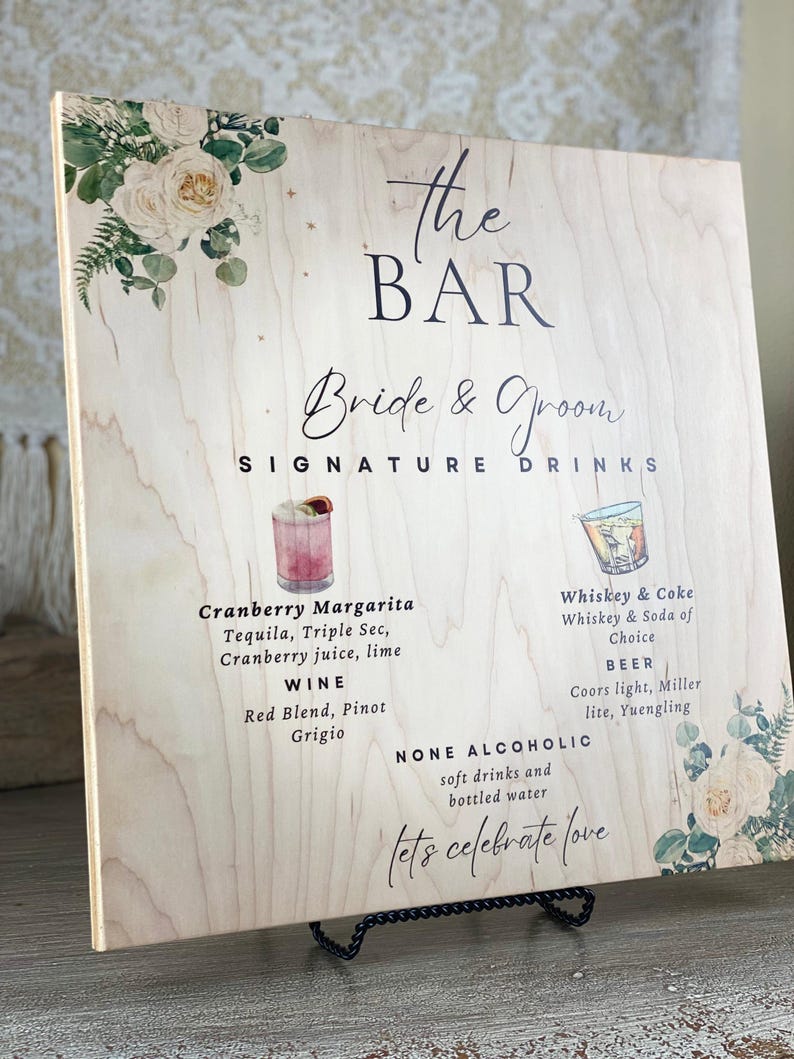 Bride & Groom Signature Drinks Custom Menu - Etsy