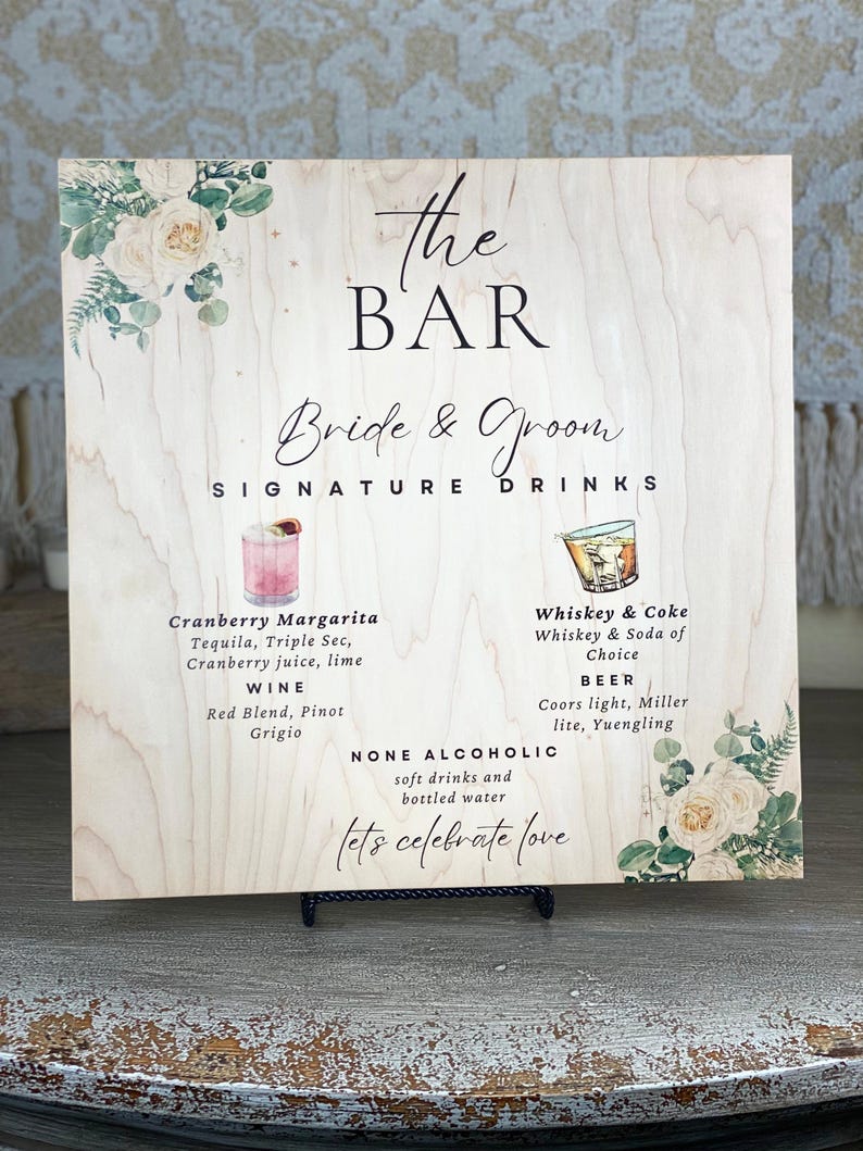 Bride & Groom Signature Drinks Custom Menu - Etsy