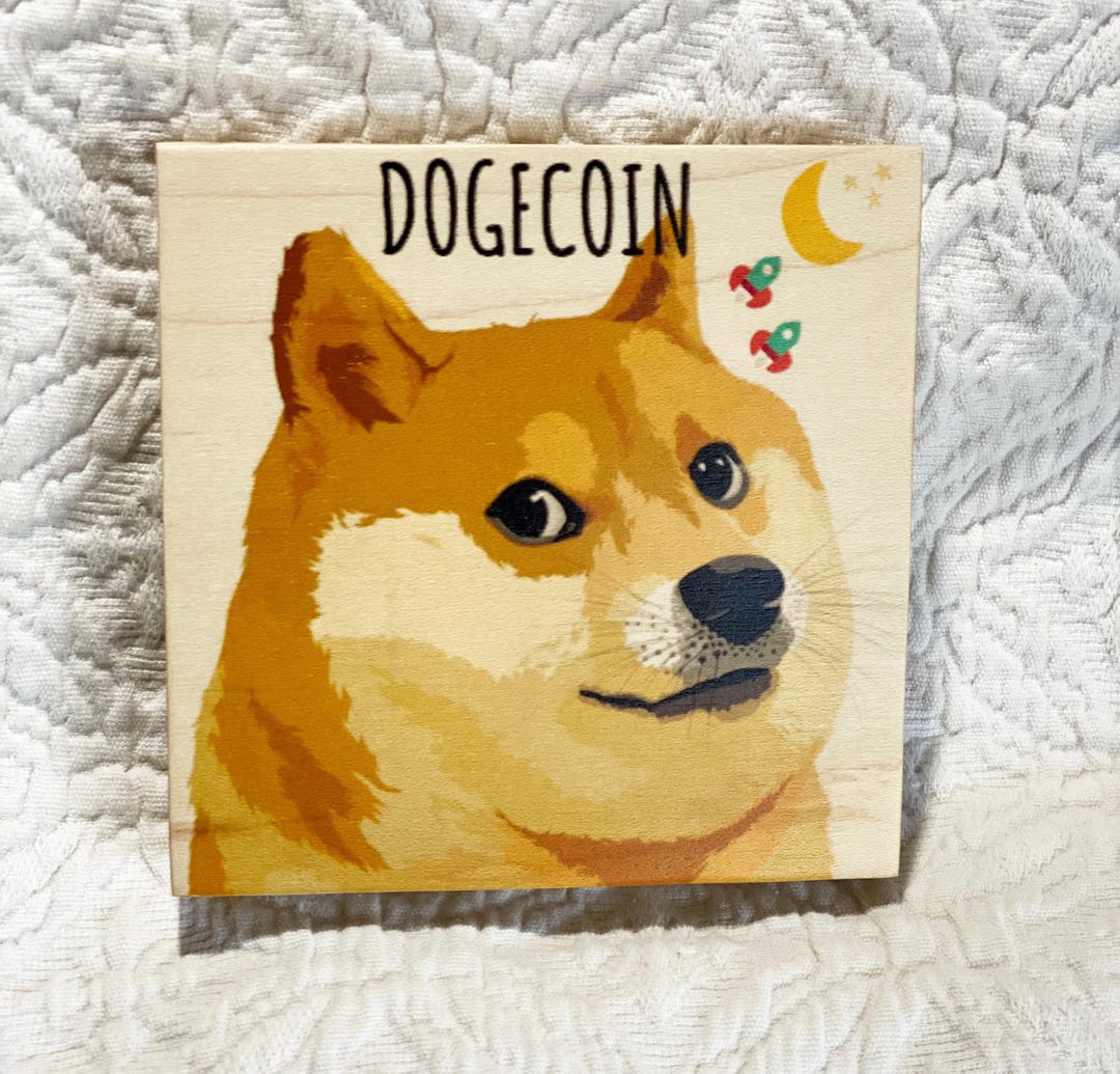 Dogecoin Design on Wood - Etsy