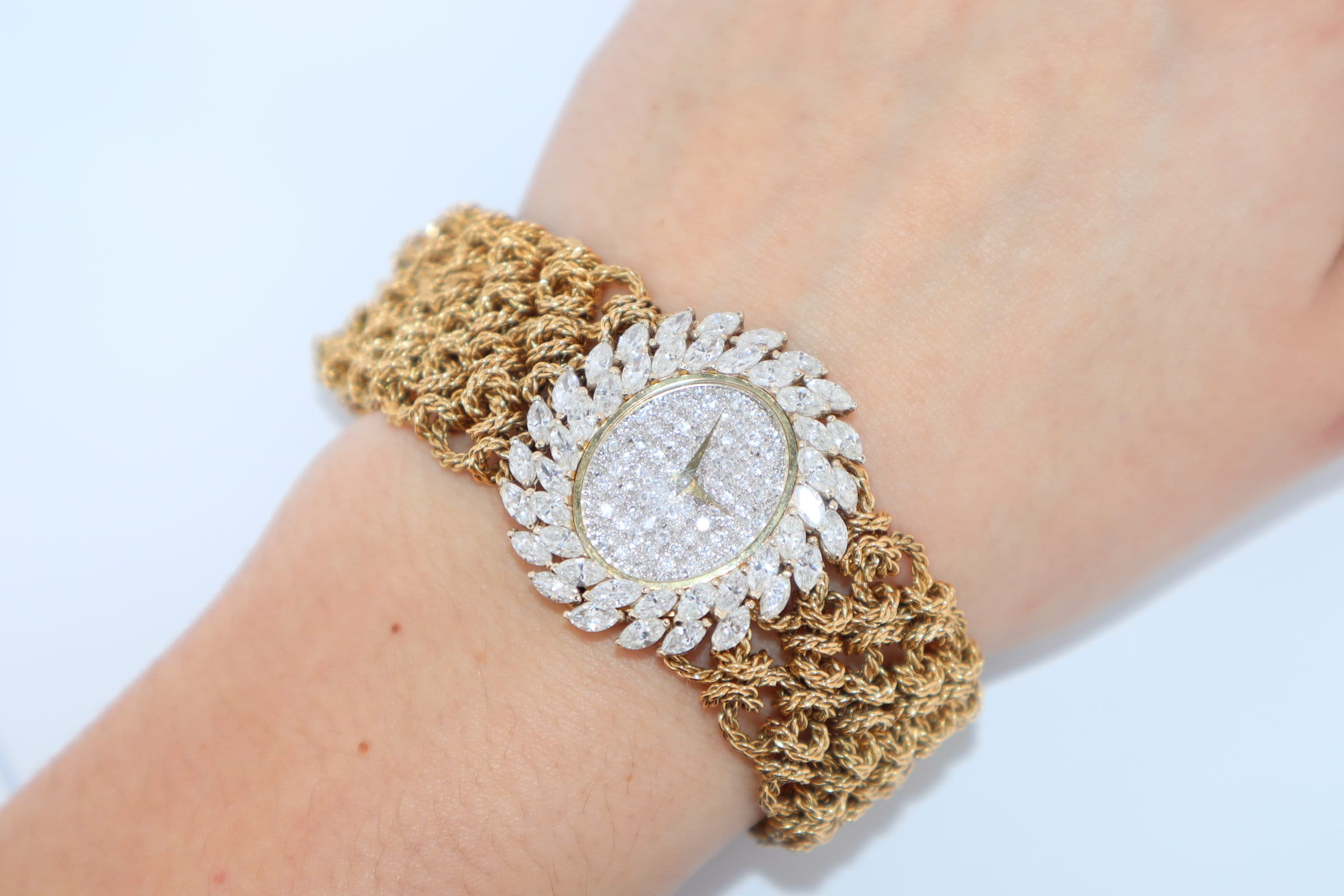 Rare Bueche Girod Vintage 18K Women's Watch, French 18k Gold Diamond ...