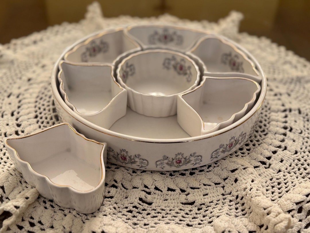 Rare and Beautiful 1940s Korean Divided Condiment or Dipping Serving ...