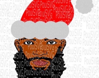 Black santa svg | Etsy