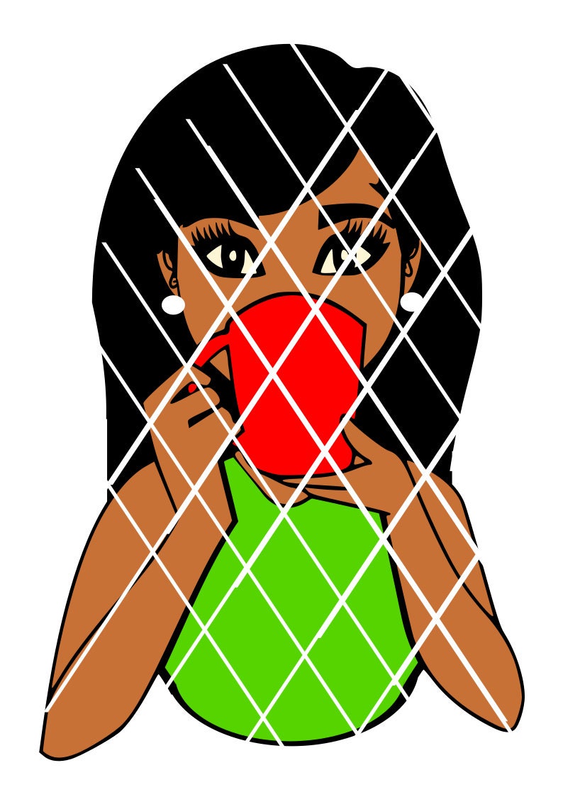 Afro Womanwoman Drinking With Mug Svg Relaxed Hair Etsy