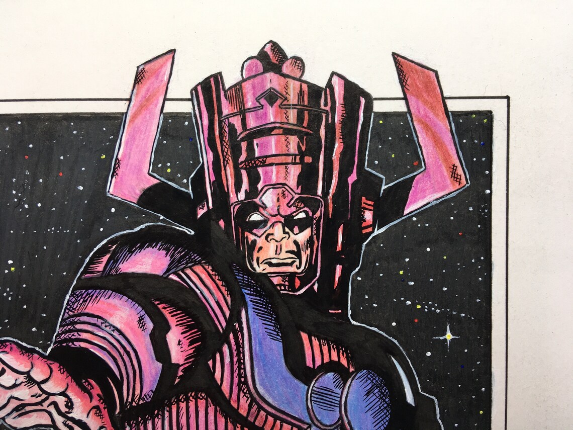 Galactus Hand Drawn Marvel Art A4 Pencil and Paint - Etsy