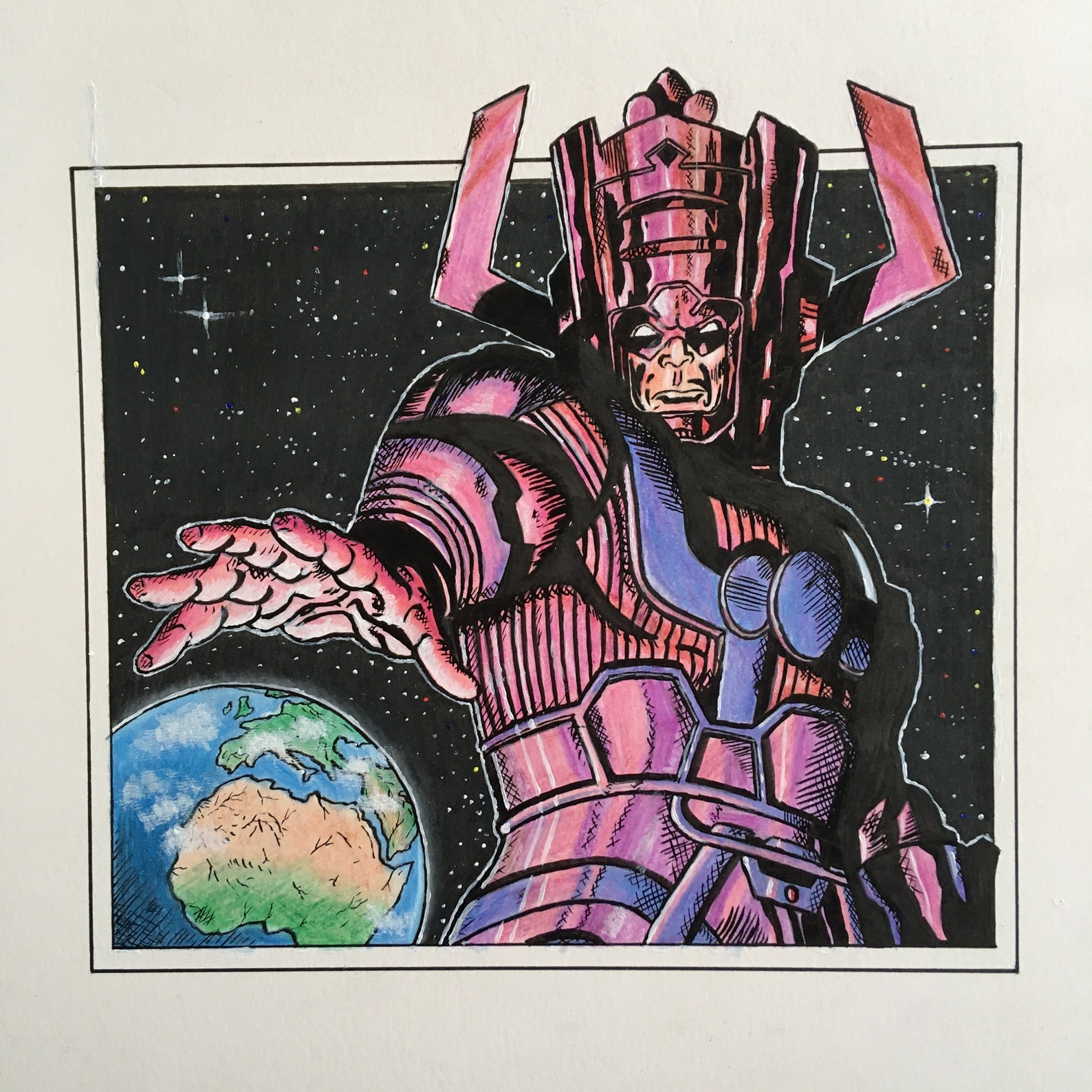 Galactus Hand Drawn Marvel Art! A4! Pencil and Paint! - Etsy