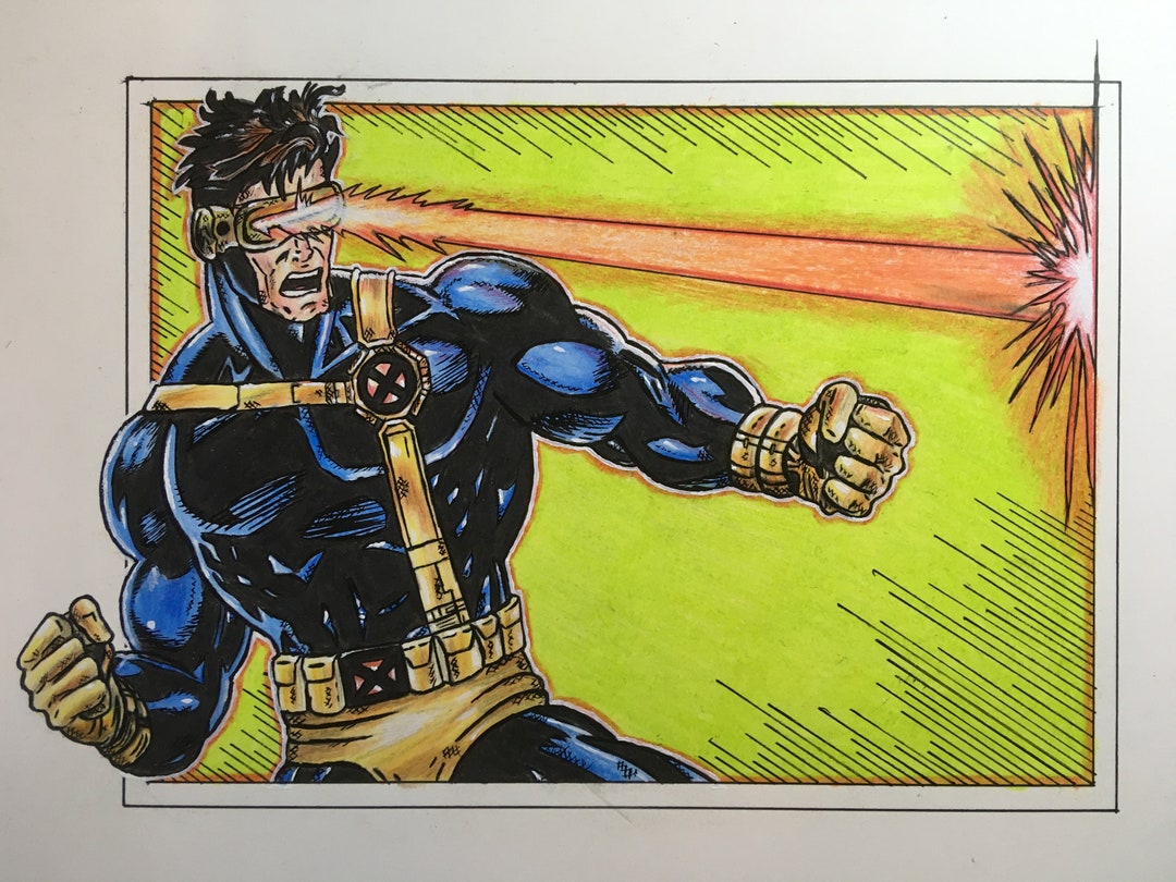 Cyclops Hand Drawn Marvel Art A4 Pencil and Paint - Etsy