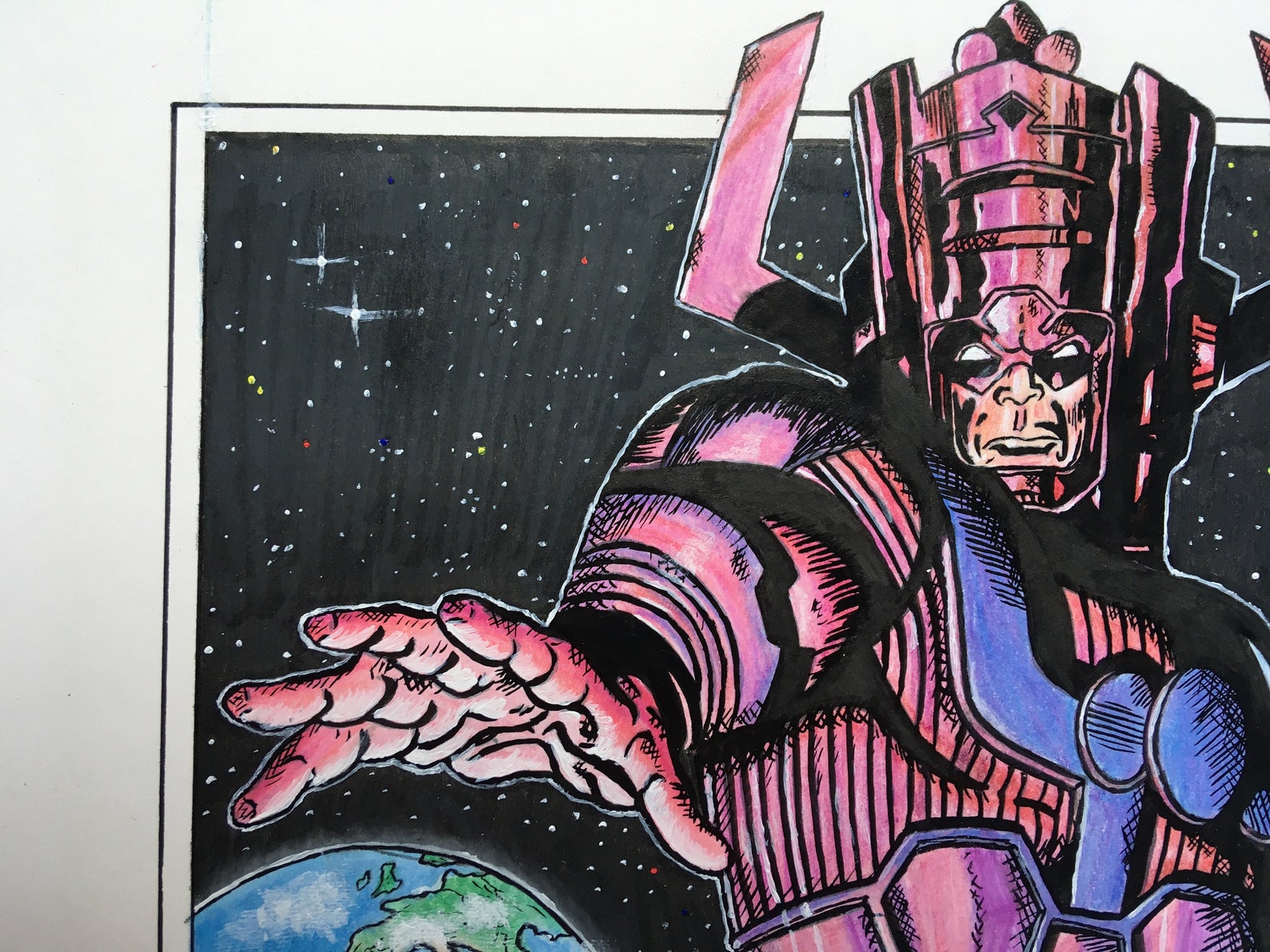 Galactus Hand Drawn Marvel Art A4 Pencil and Paint - Etsy
