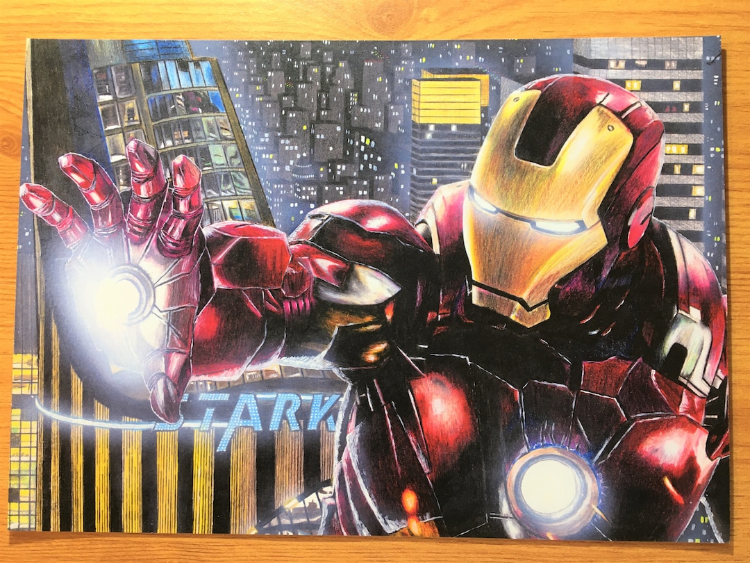 Iron Man Art Print A4 Marvel Art Print Marvel Iron Man Gift Idea Iron ...