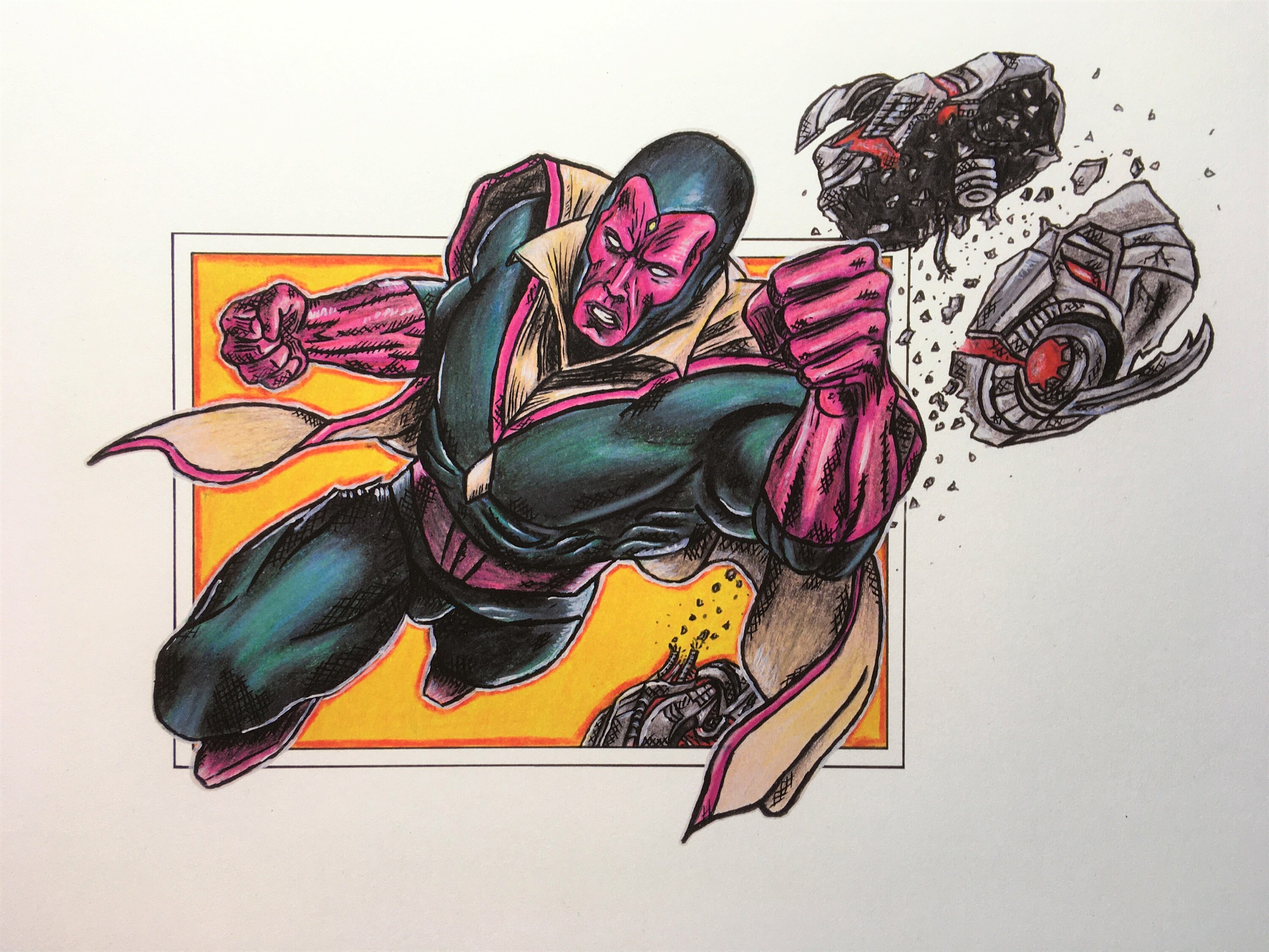 Vision Vs Ultron Art Print A4 Marvel Art Print Marvel Gift - Etsy