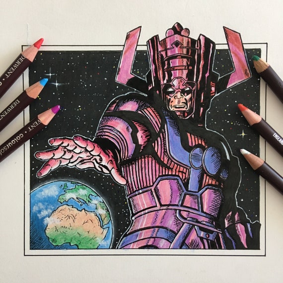 Galactus Hand Drawn Marvel Art A4 Pencil and Paint | Etsy