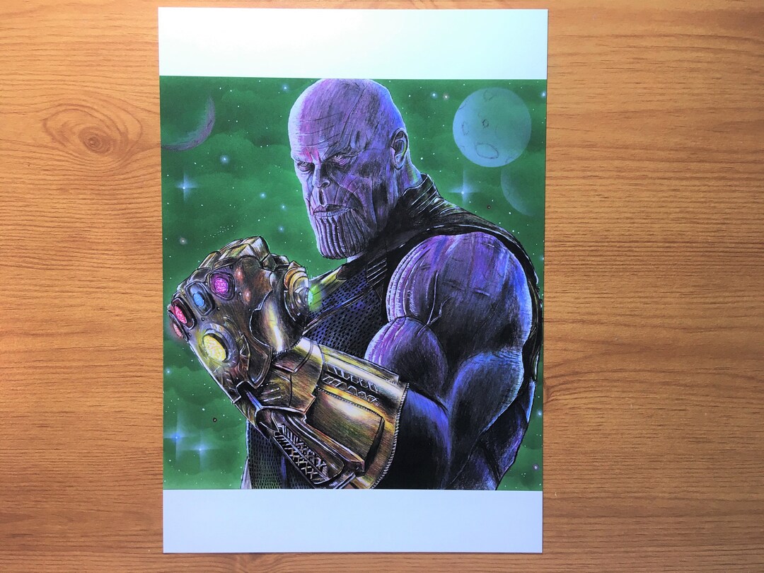 Thanos Art Print A4 Marvel Art Print Thanos Drawing - Etsy