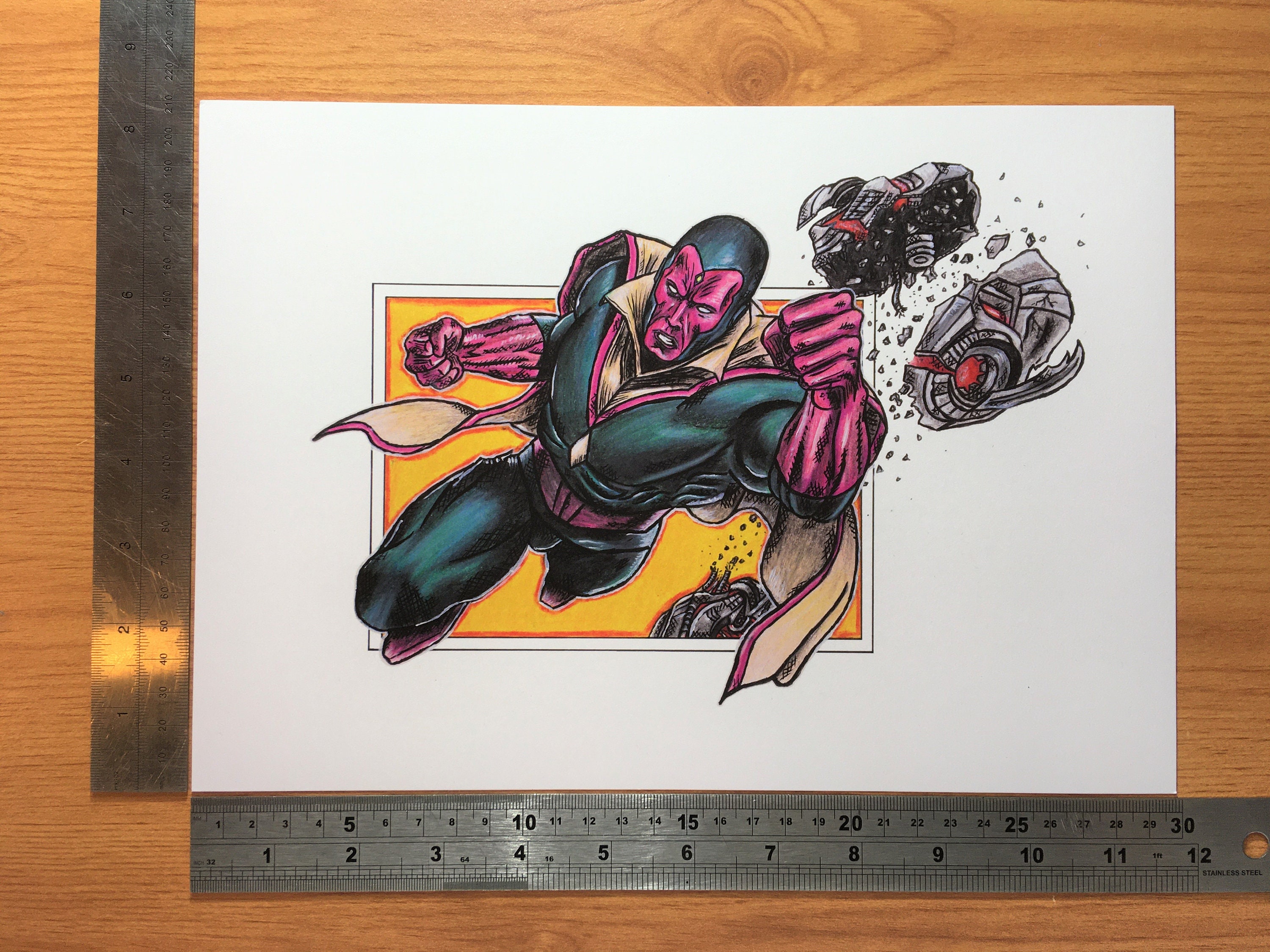 Vision Vs Ultron Art Print A4 Marvel Art Print Marvel Gift - Etsy