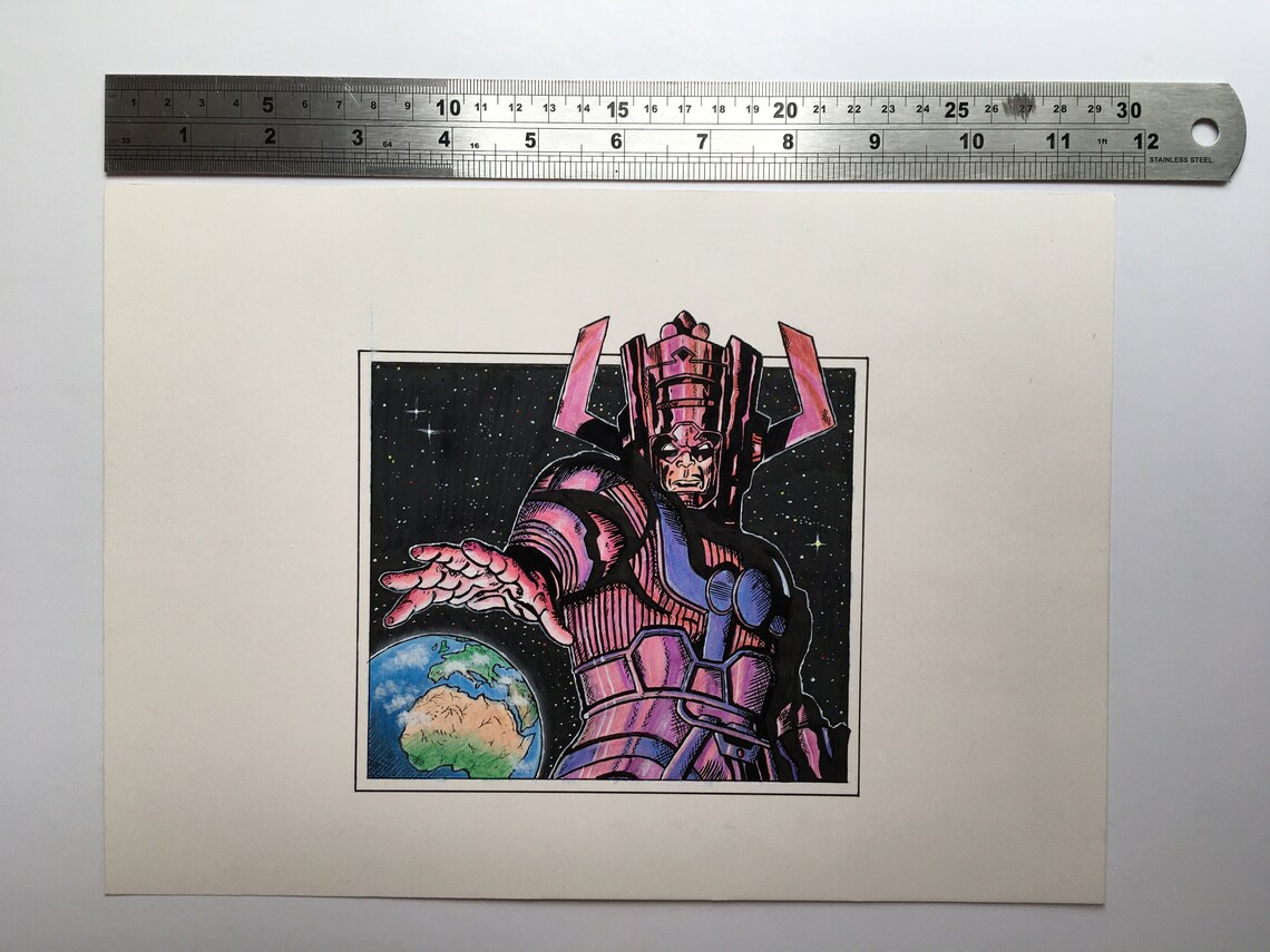 Galactus Hand Drawn Marvel Art A4 Pencil and Paint - Etsy