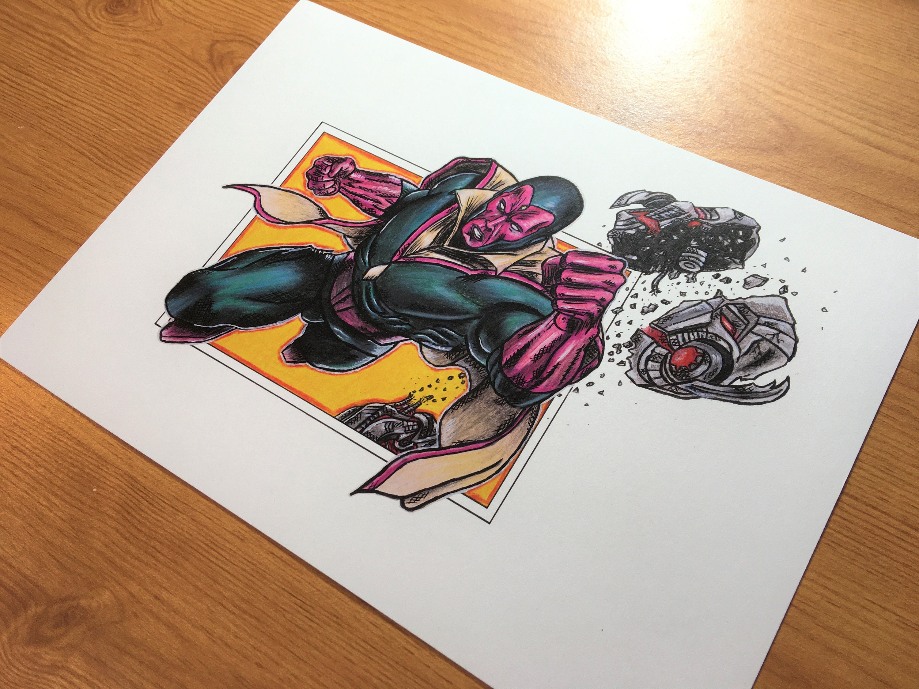 Vision Vs Ultron Art Print A4 Marvel Art Print Marvel Gift - Etsy