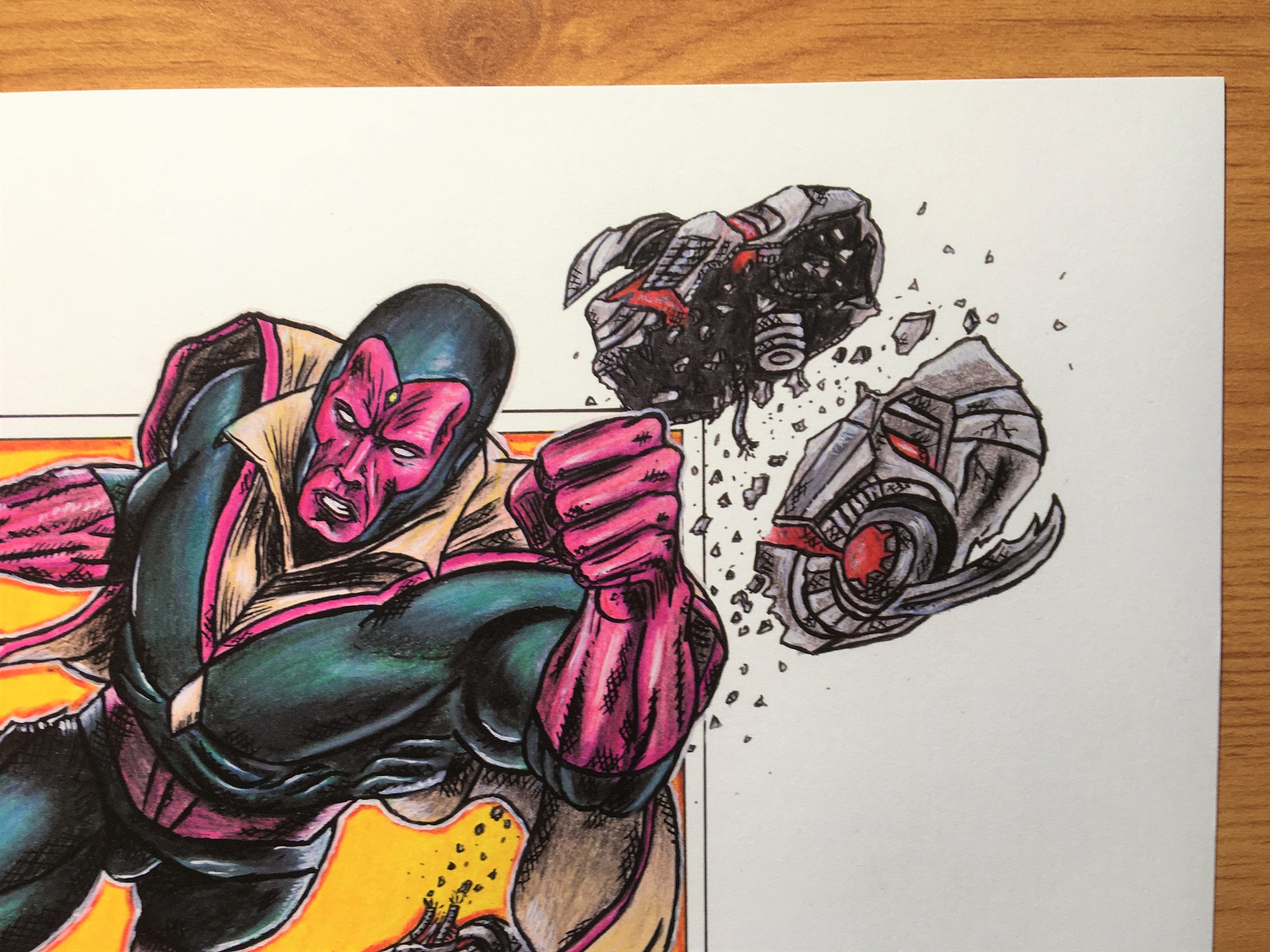 Vision Vs Ultron Art Print A4 Marvel Art Print Marvel Gift - Etsy