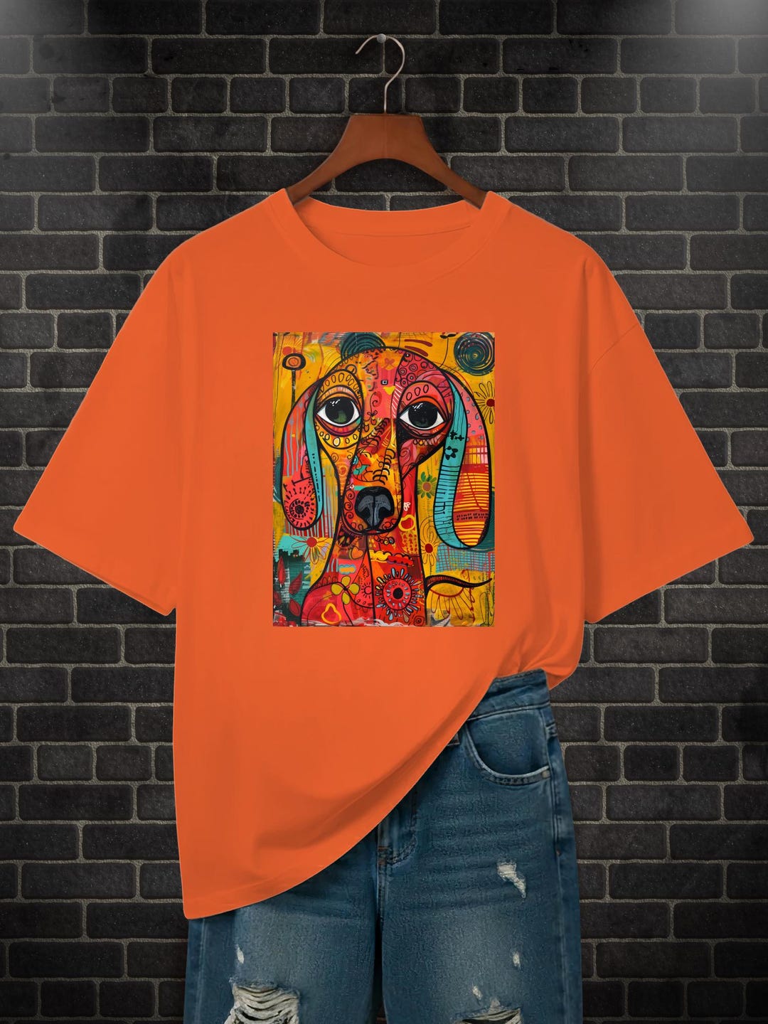 Pop Art Weiner Dog Tee, Dog Face T-shirt, Colorful Dog T-shirt ...