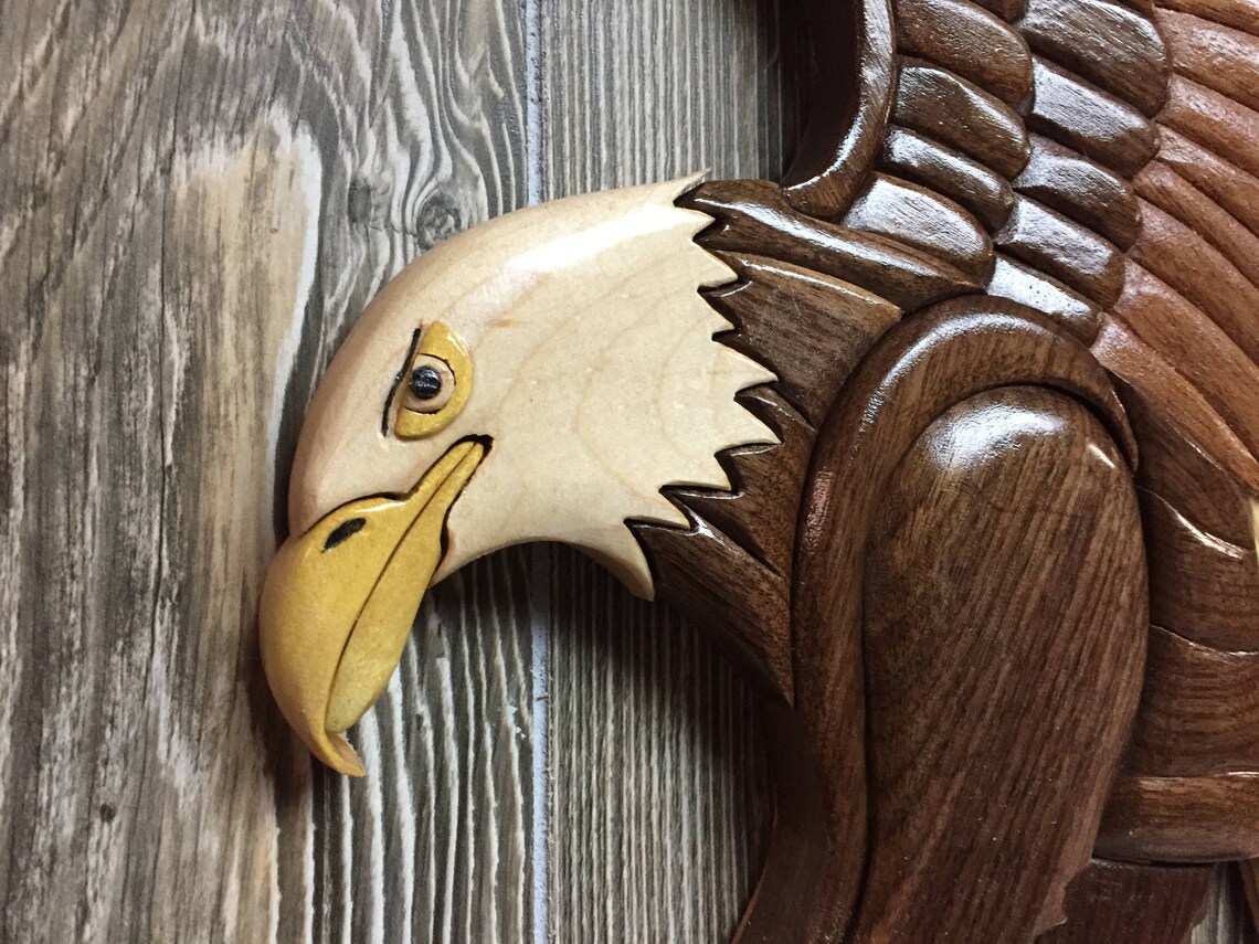 Eagle Wood Intarsia Art Inverted Wing - Etsy
