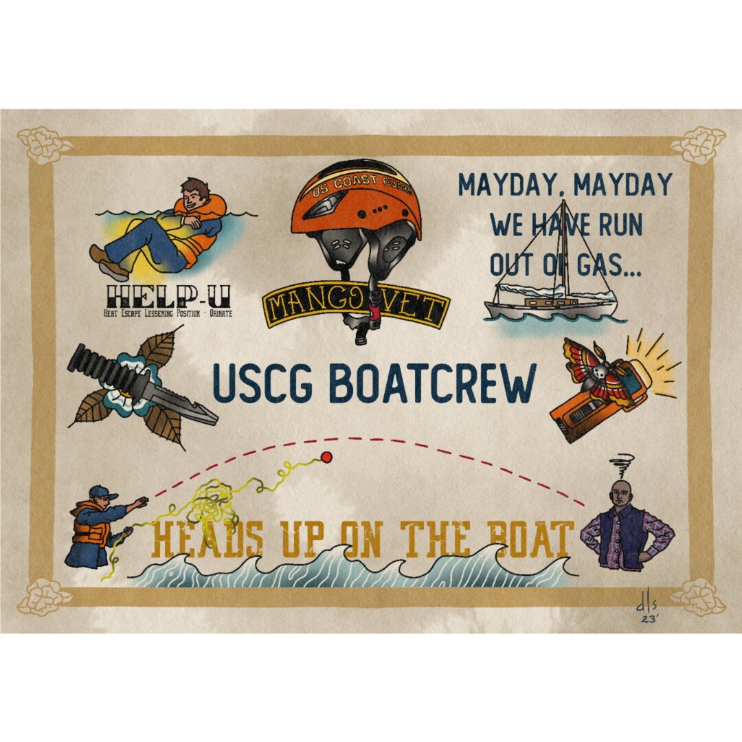 SEAFARING MERCANTILE USCG Boatcrew Tattoo Flash 14x11 - Etsy