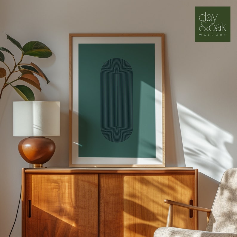 Geometric Oval Canvas Print: Boho Mid Century Modern Wall Art - Etsy