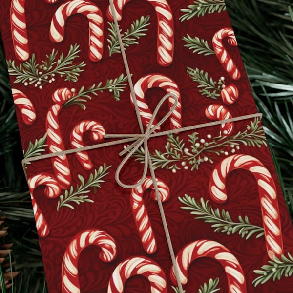 Candy Cane Wrapping Paper - Etsy