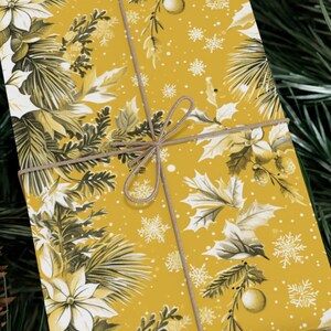 Wrapping Paper Yellow Chintz Wrapping Paper Holiday Gift Wrap Christmas ...