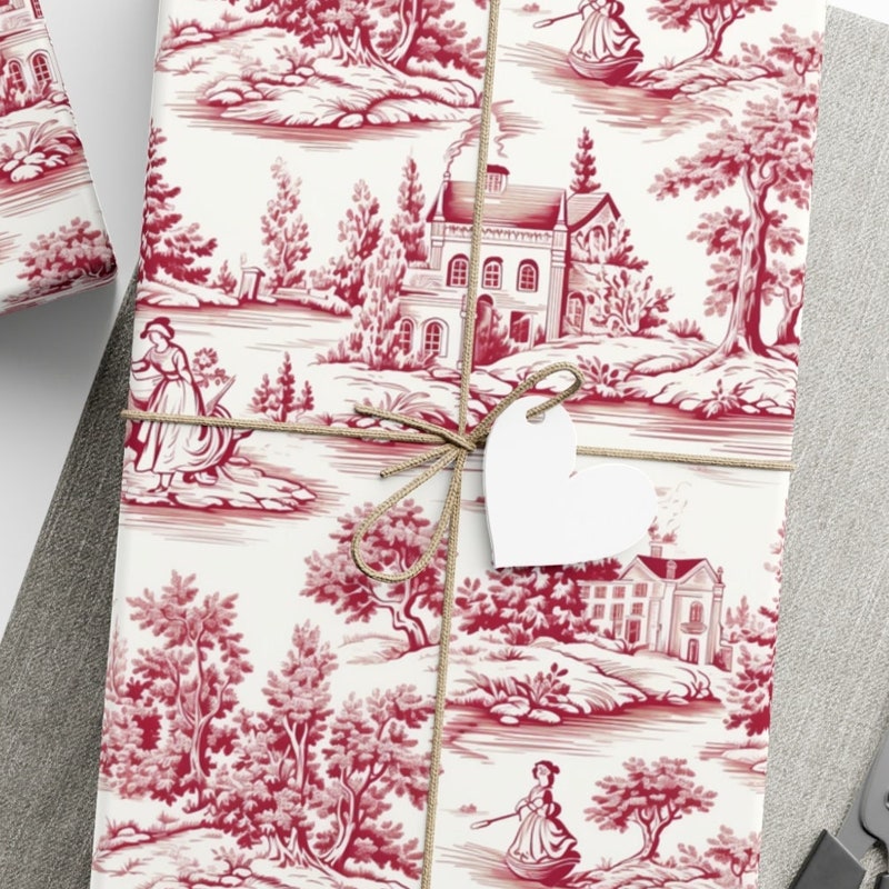 Red Toile Wallpaper - Etsy