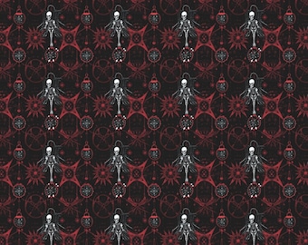 Dark Floral Gothic Christmas Wrapping Paper, Elegant Fancy Green Red ...