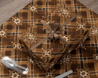 Plaid Tartan Tan Black & Red Wrapping Paper 20 X 30 NEW - Etsy