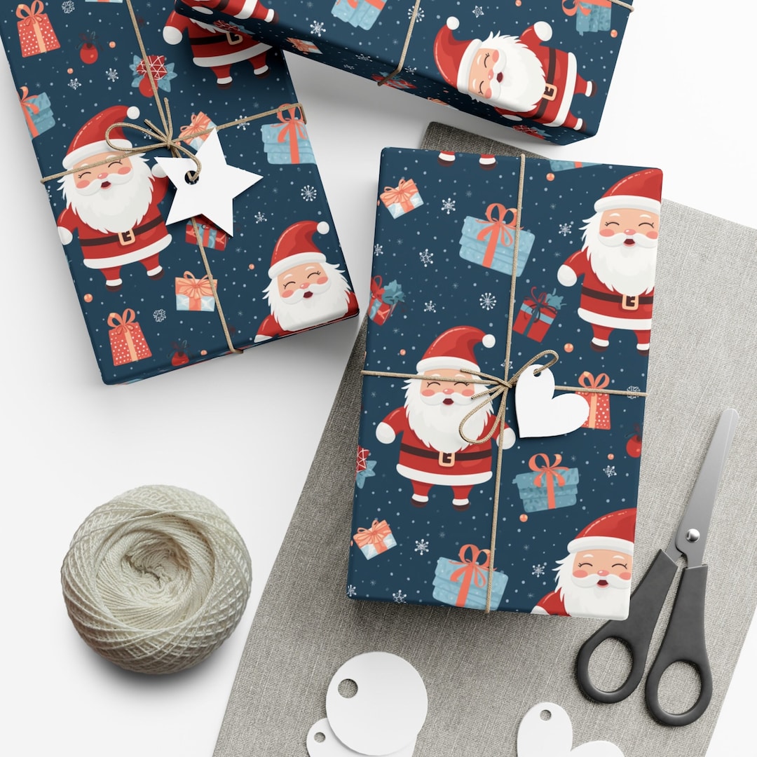 Wrapping Paper Santa Claus Gift Wrap Christmas Wrapping Paper Festive ...