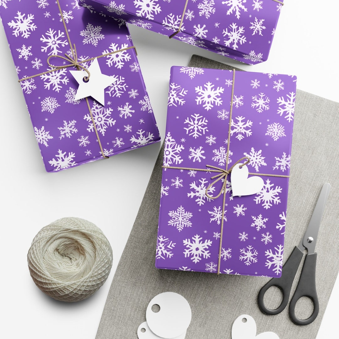 Wrapping Paper Purple Snowflake Gift Wrap Christmas Snowflake Wrapping ...