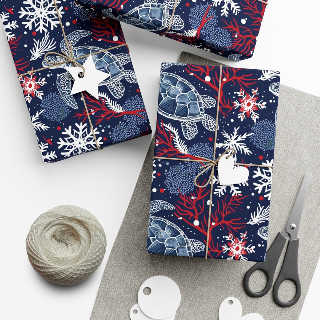 Wrapping Paper Preppy Wrapping Paper Sea Turtle Gift Wrap Birthday ...