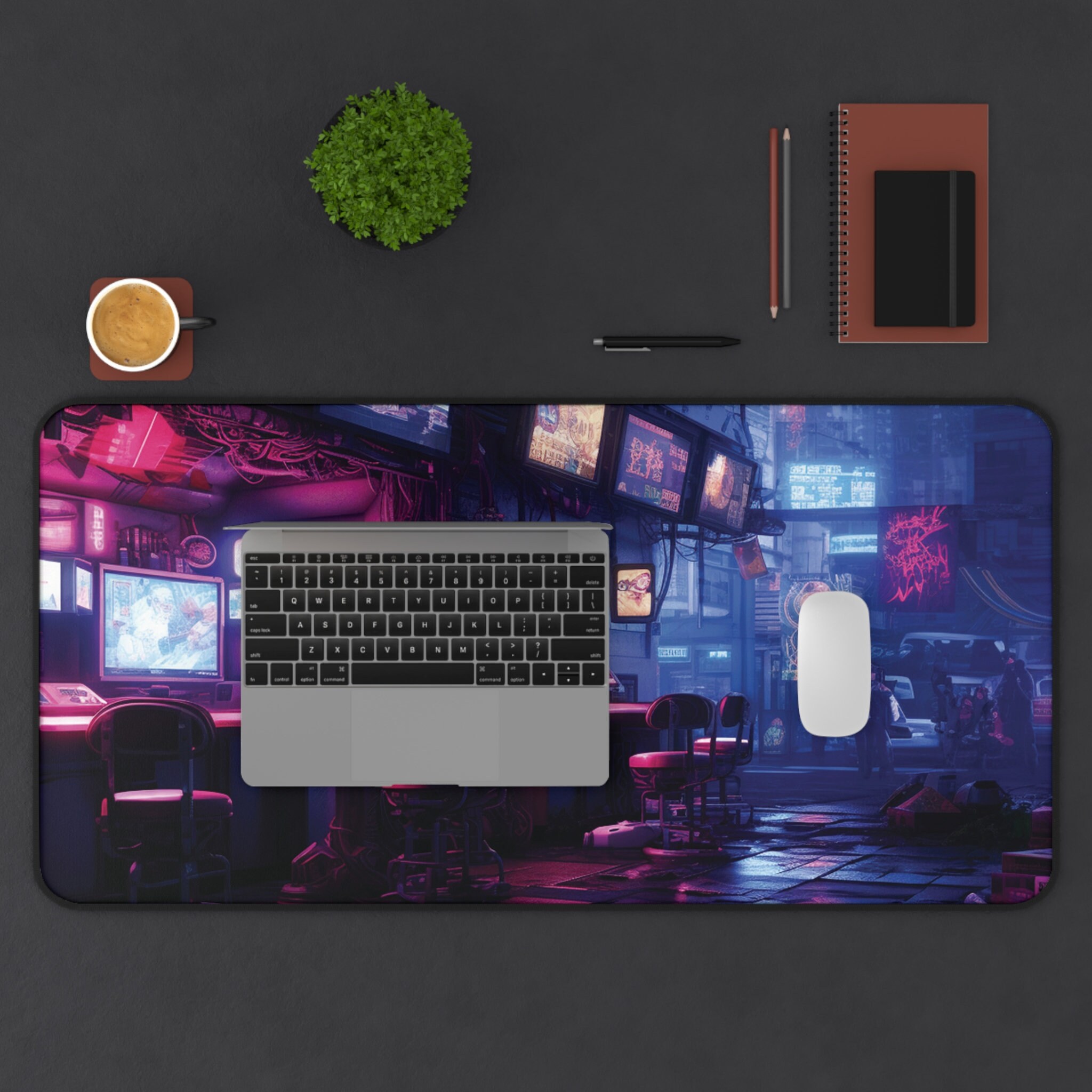 Desk Mat Cyberpunk Gaze Neon Light Desk Mat Gamer Desk Mat - Etsy