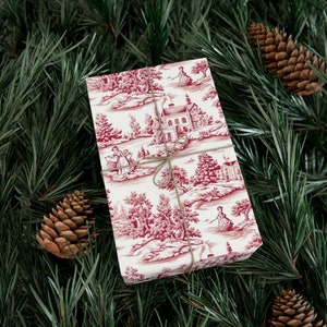 Wrapping Paper Toile Christmas Wrapping Paper Festive Gift Wrap Holiday ...